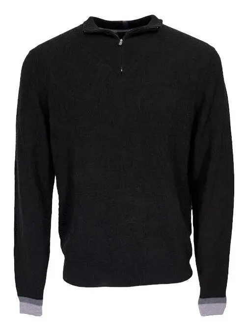 LORDS OF HARLECH Quinn Quarter-zip Merino Wool Sweater - Black
