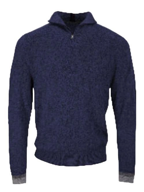 LORDS OF HARLECH Quinn Quarter-zip Merino Wool Sweater - Navy
