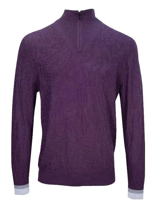 LORDS OF HARLECH Quinn Quarter-zip Merino Wool Sweater - Plum