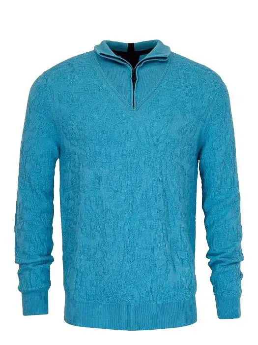 LORDS OF HARLECH Quinn Quarter-zip Merino Wool Sweater - Teal