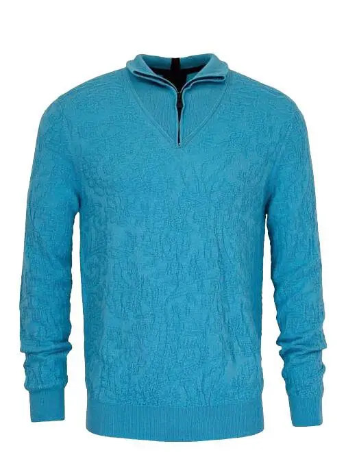 LORDS OF HARLECH Quinn Quarter-zip Merino Wool Sweater - Teal