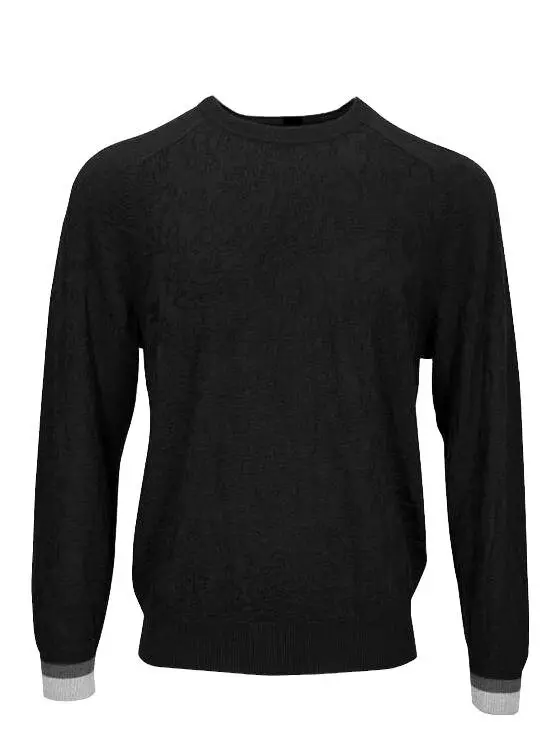LORDS OF HARLECH Colin Paisley Merino Wool Sweater - Black