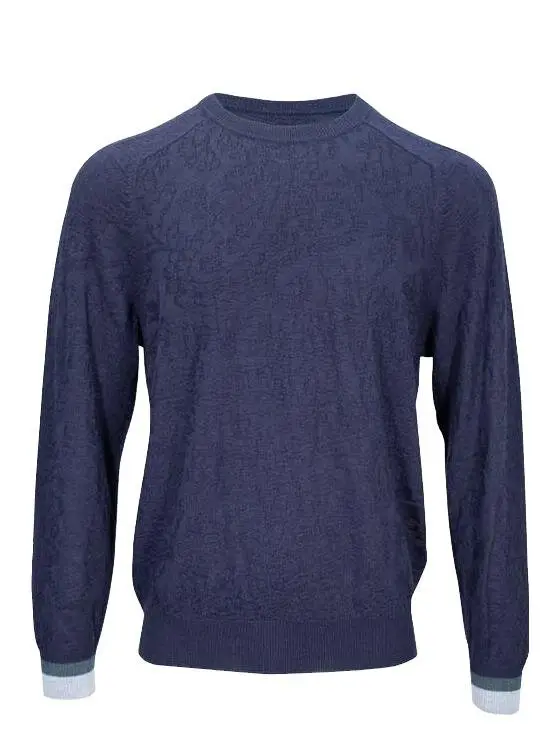 LORDS OF HARLECH Colin Paisley Merino Wool Sweater - Navy