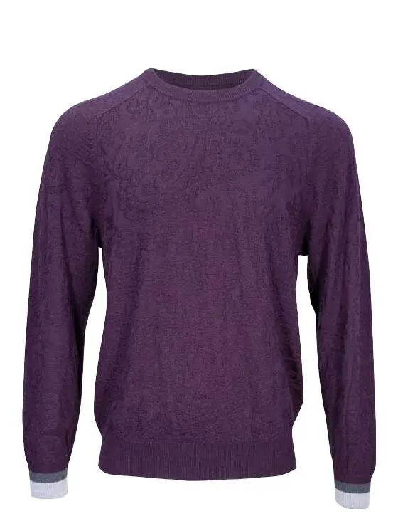 LORDS OF HARLECH Colin Paisley Merino Wool Sweater - Plum