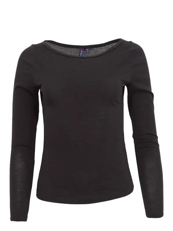 LORDS OF HARLECH Carly Merino Long Sleeve Boatneck Shirt - Black