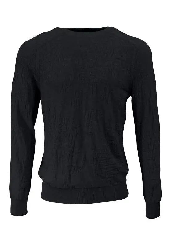 LORDS OF HARLECH Cole Fully Fashioned Merino Wool Crewneck Sweater - Charcoal