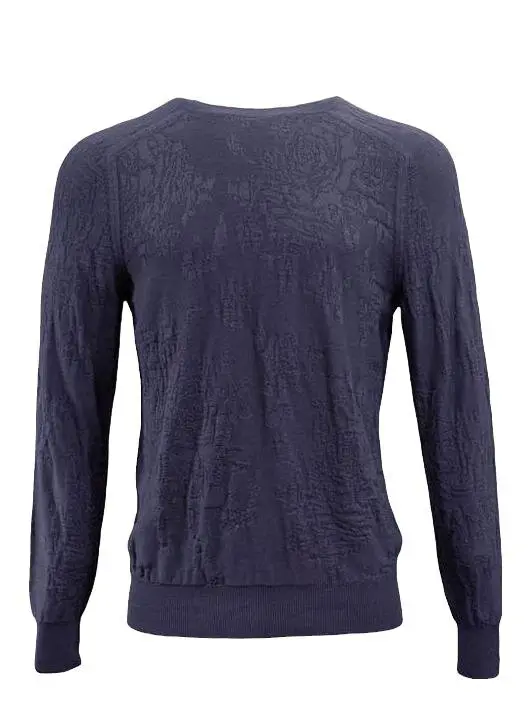 LORDS OF HARLECH Cole Fully Fashioned Merino Wool Crewneck Sweater - Navy