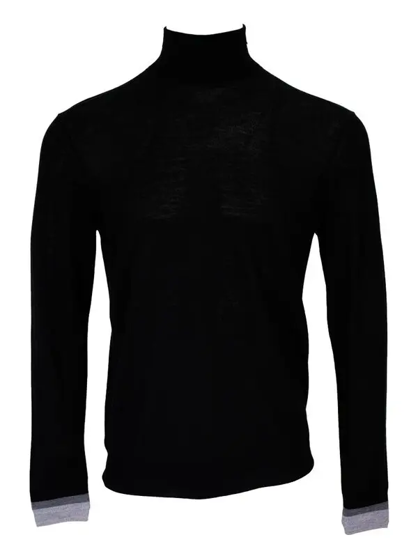 LORDS OF HARLECH Ronald Merino Wool Turtleneck Sweater - Black