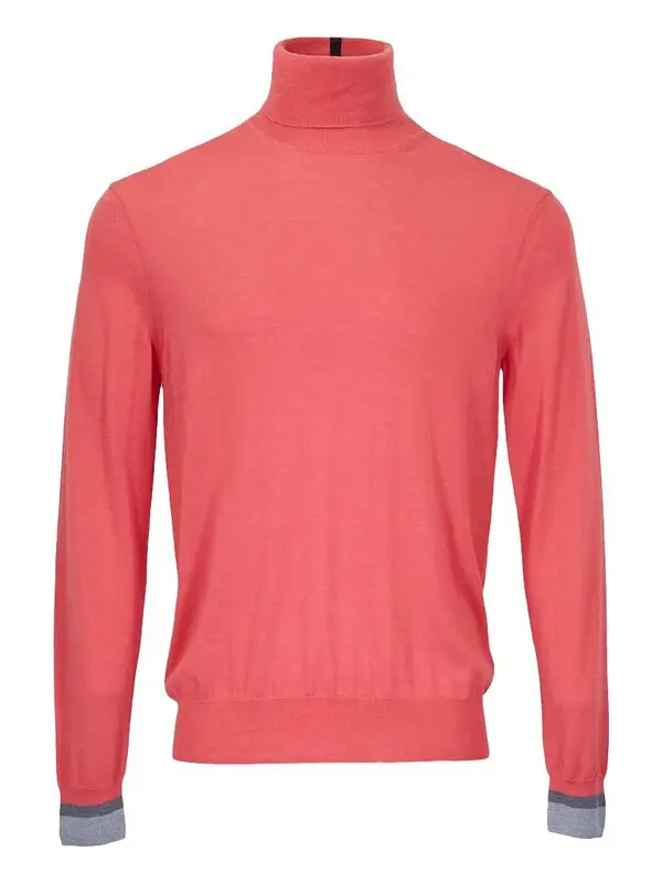 LORDS OF HARLECH Ronald Merino Wool Turtleneck Sweater - Rose