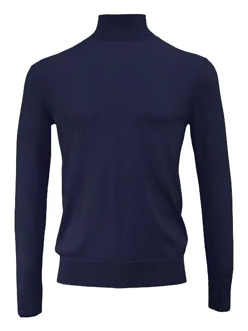 LORDS OF HARLECH Ronan Merino Wool Turtleneck Sweater - Navy