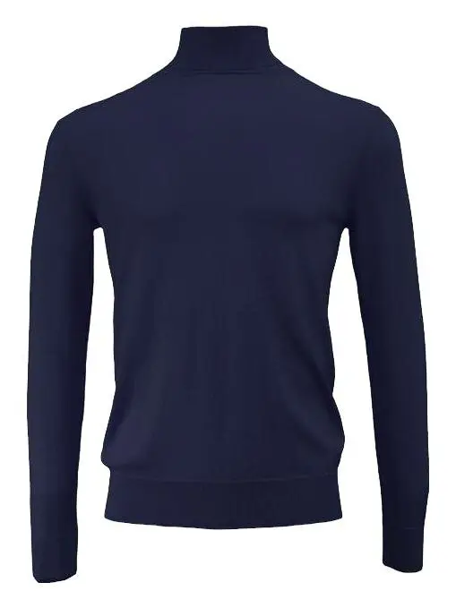 LORDS OF HARLECH Ronan Merino Wool Turtleneck Sweater - Navy