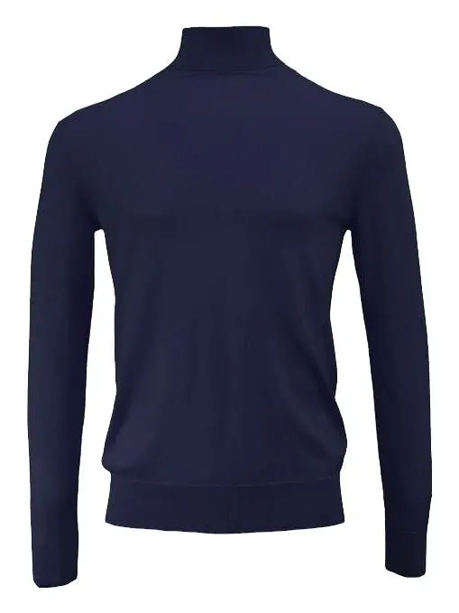 LORDS OF HARLECH Ronan Merino Wool Turtleneck Sweater - Navy