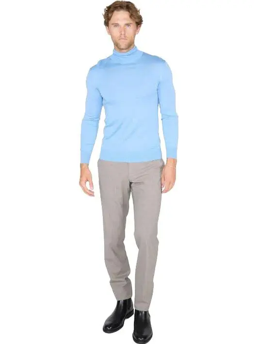 LORDS OF HARLECH Ronan Merino Wool Turtleneck Sweater - Sky
