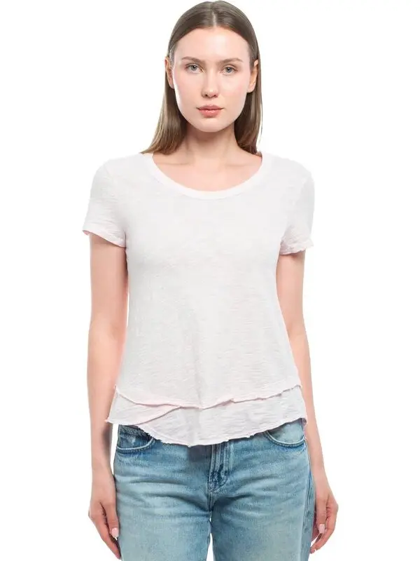 WILT CLOTHING Short Sleeve Mock Layer Tee - Blossom