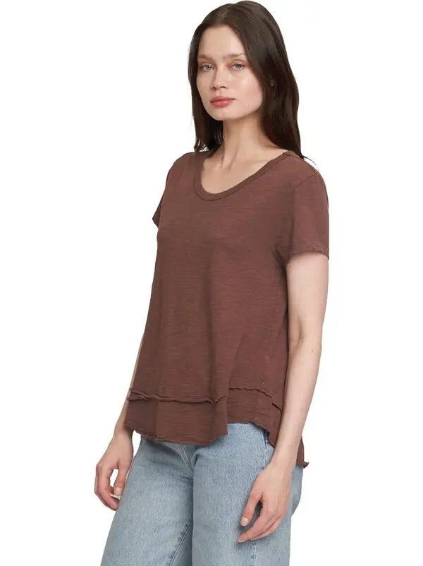 WILT CLOTHING Short Sleeve Mock Layer Tee - Tobacco