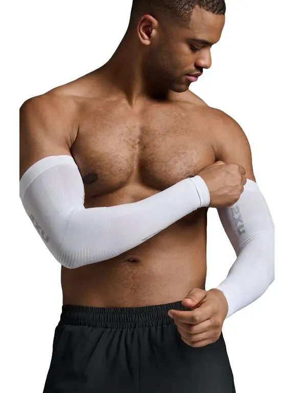 2xu Flex Compression Arm Sleeves - White/grey