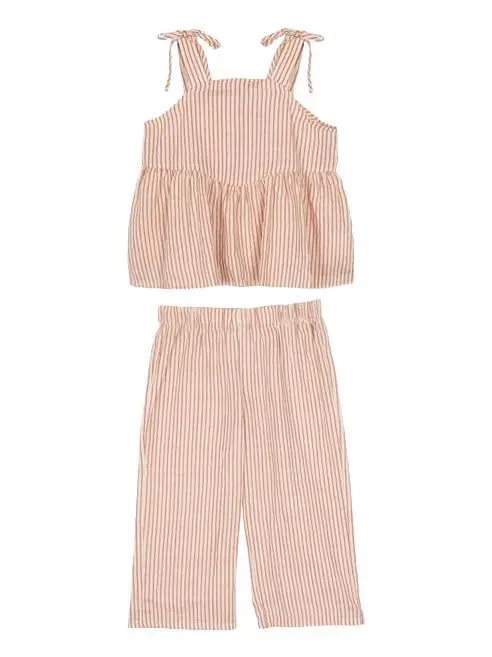 MABEL + HONEY Girls' Striped Two-piece Set - Red