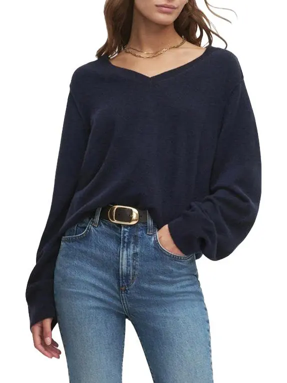FAVORITE DAUGHTER The Ryann V-neck Cashmere Sweater - Navy