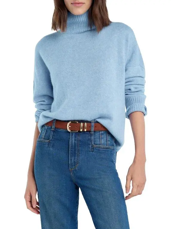 FAVORITE DAUGHTER The Maddie Turtleneck Cashmere Sweater - Baby Blue