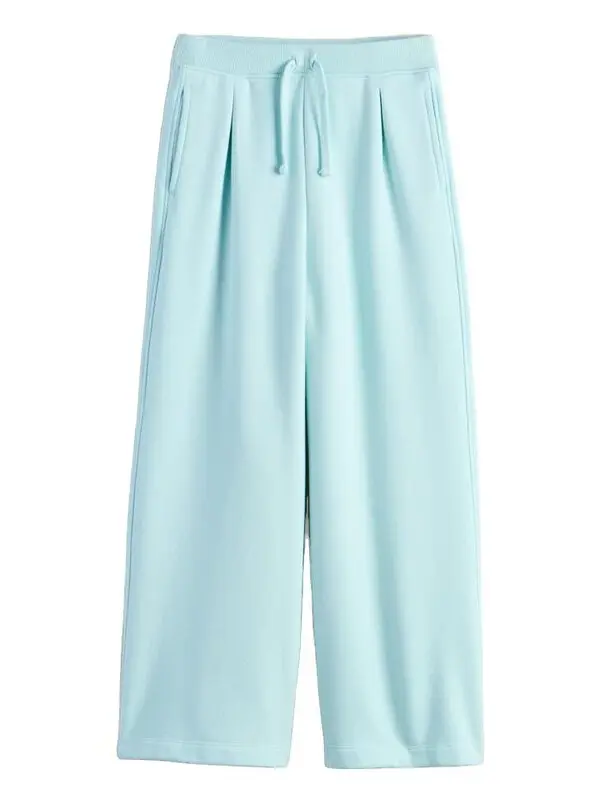 ZELLA GIRL Cloud Soft Pleated Wide Leg Knit Pants - Blue Glow