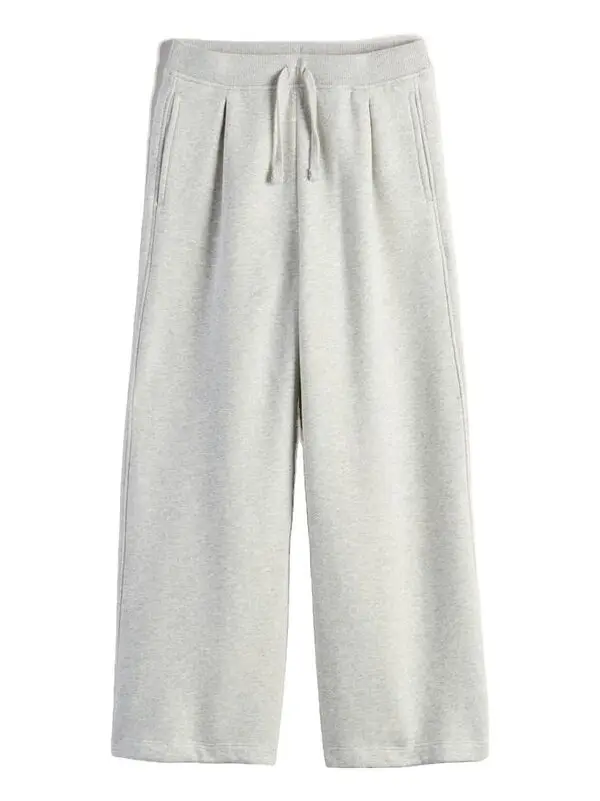 ZELLA GIRL Cloud Soft Pleated Wide Leg Knit Pants - Grey Light Heather