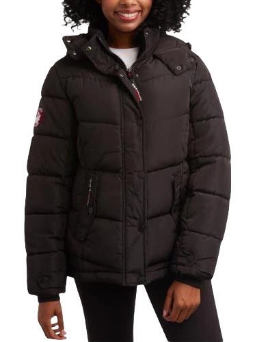 CANADA WEATHER GEAR Quilted Heavyweight Puffer Parka Coat - Black