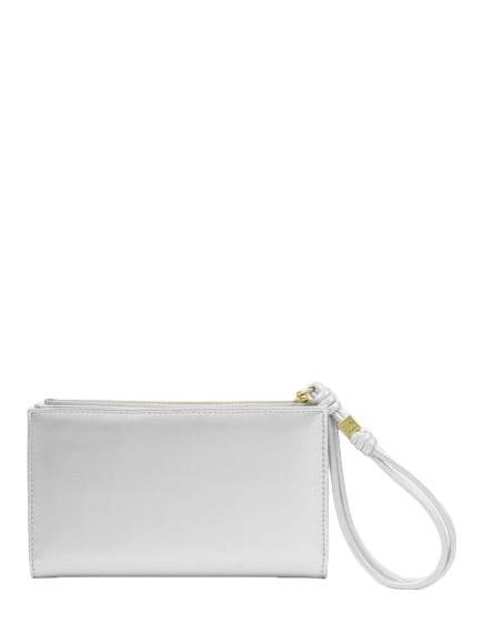 KATIE LOXTON Arden Large Braided Wristlet Wallet - Silver