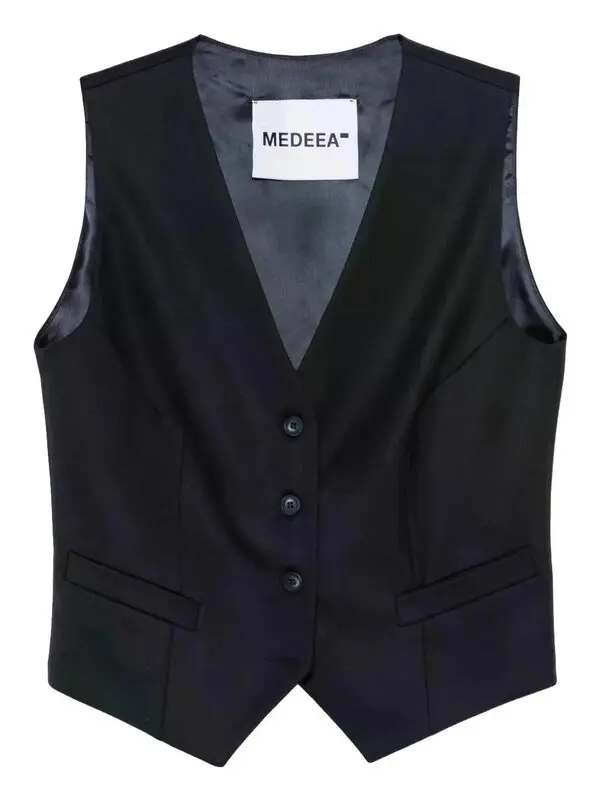 MEDEEA Button-front Waistcoat - Blue
