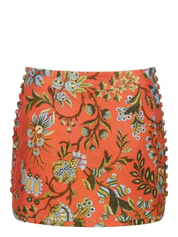Cara Cara Roseland Floral Mini Skirt - Orange