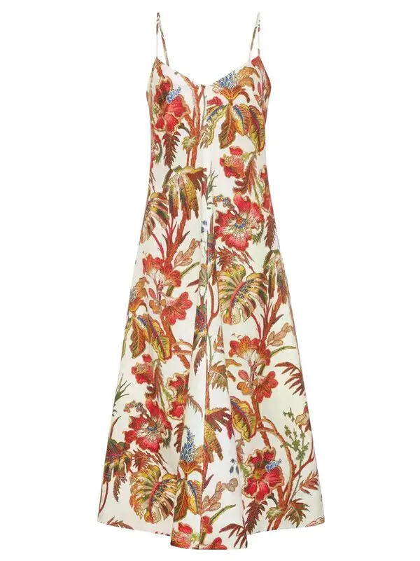 Cara Cara Mae Floral Midi Dress - Neutrals