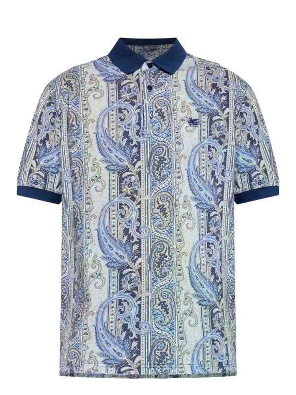 Etro Paisley- Buttoned Polo Shirt - Blue