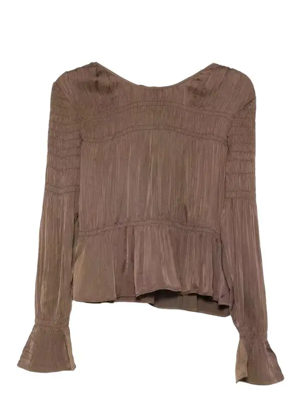 BY MALENE BIRGER Smocked-effect Long-sleeve Blouse - Brown