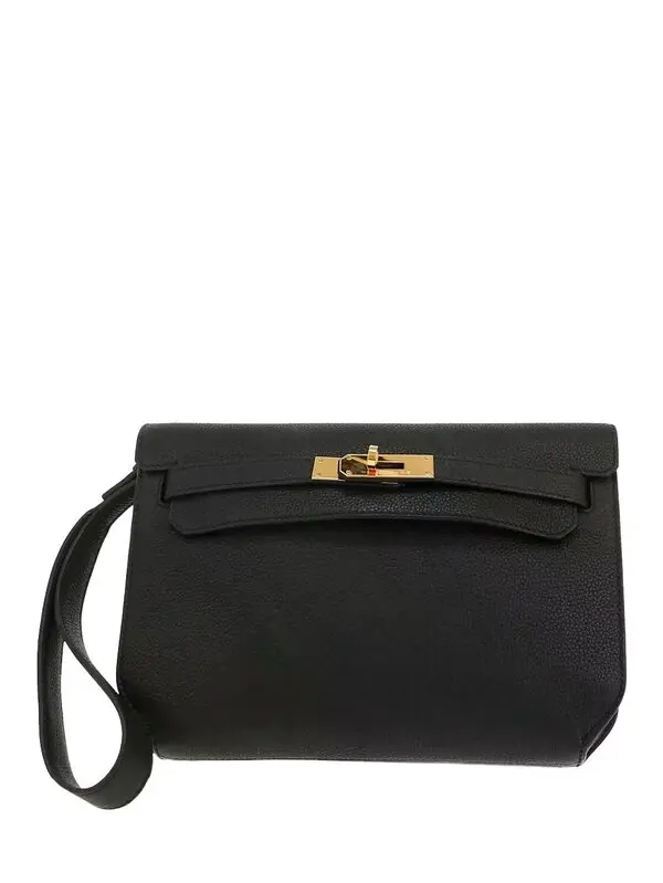Hermès Kelly Dépêches Flap Wrist-strap Clutch Bag - Black
