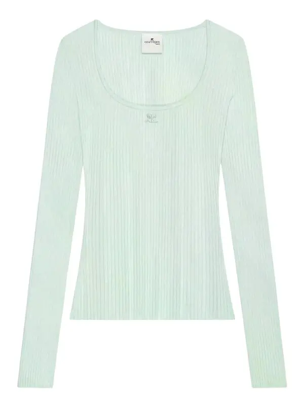 COURREGES Ribbed Long Sleeve Top - Green