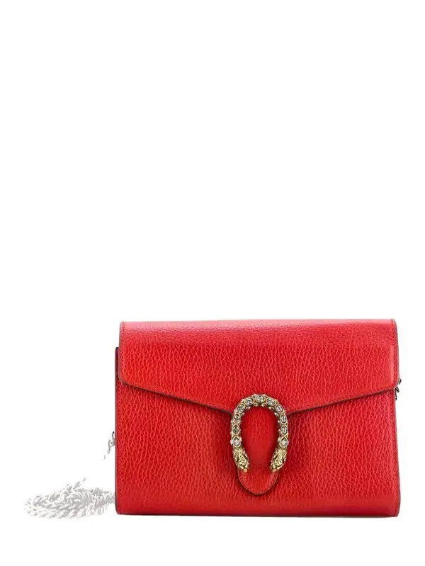 Gucci Dionysus Chain Wallet Leather Embellished Crossbody Bag - Red
