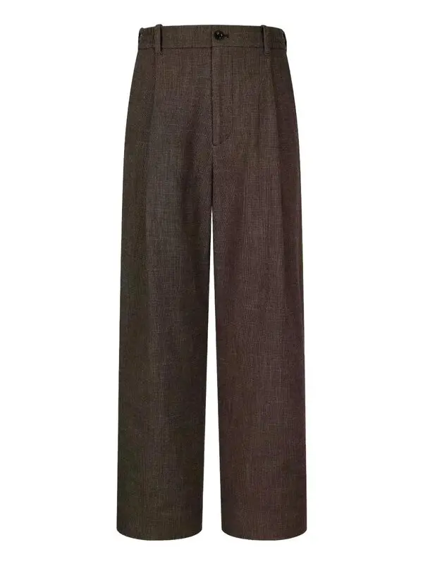 STUDIO TOMBOY Houndstooth Pattern Pleated Trousers - Brown