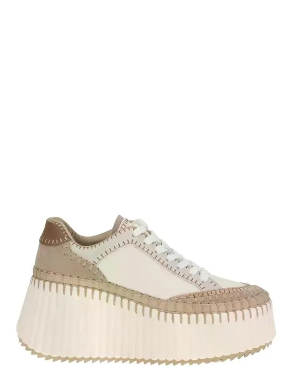 Chloé 80mm Nama Suede Wedge Sneakers - Neutrals