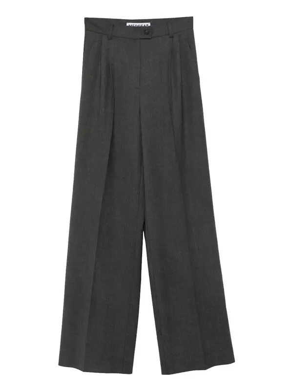 MEDEEA Pleated-front Tailored Trousers - Grey