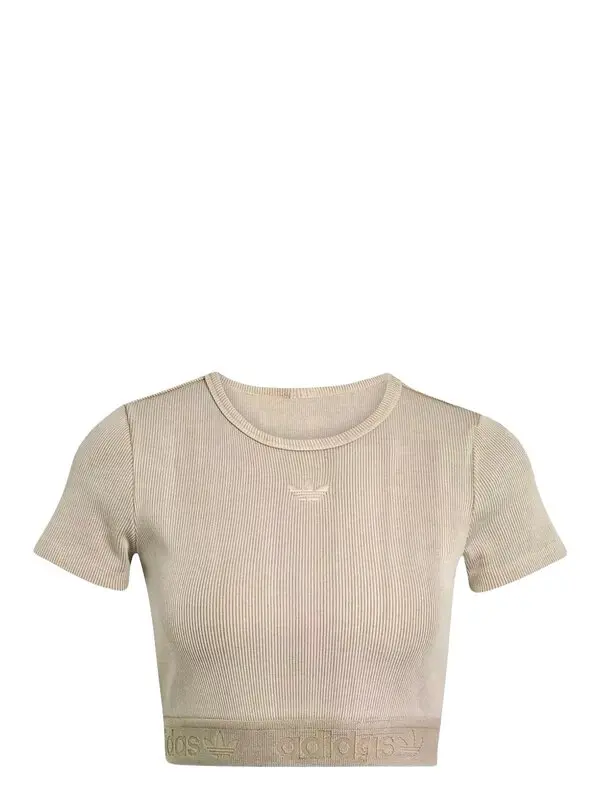Adidas Logo-embroidered T-shirt - Neutrals