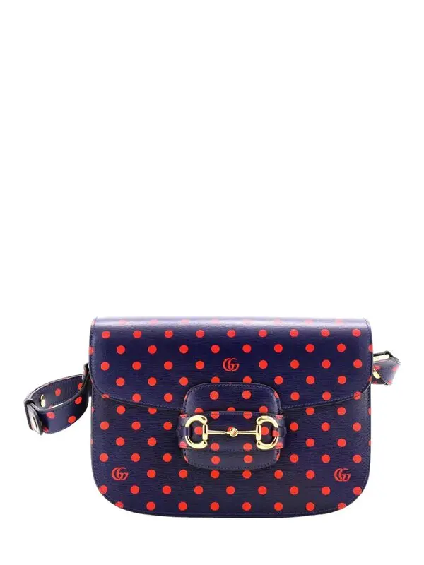 Gucci Horsebit 1955 Printed Leather Small Shoulder Bag - Blue