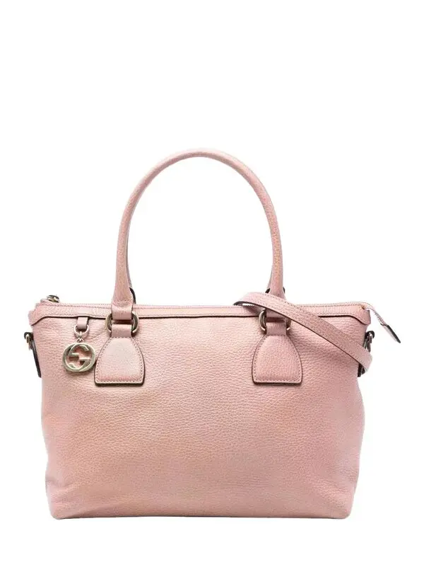 Gucci Calfskin Gg Charm Satchel - Pink
