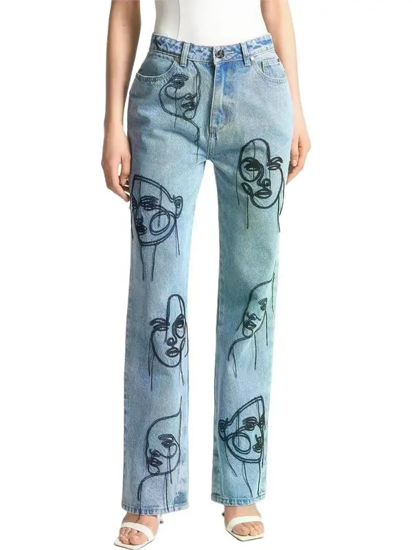 Manière De Voir Audrey Embroidered Jeans - Blue