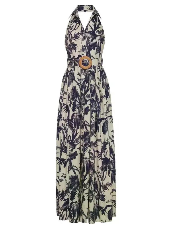 Cara Cara Quentin Floral Belted Maxi Dress - White
