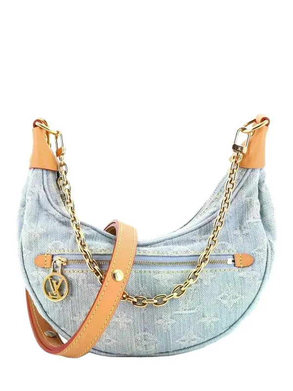 LOUIS VUITTON Loop Handbag Monogram Denim Hobo Bag - Blue