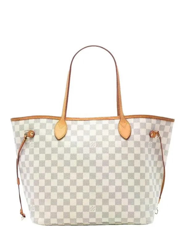 LOUIS VUITTON Damier Azur Neverfull Mm Tote Bag - White