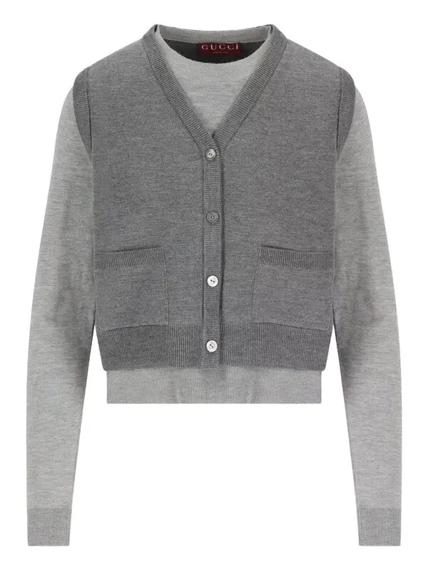 Gucci Waistcoat-effect Cardigan - Grey