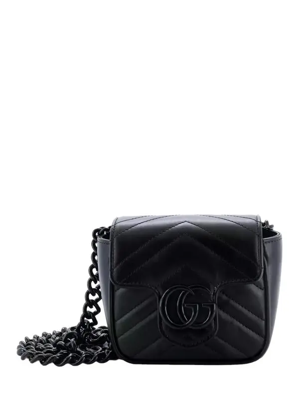 Gucci Gg Marmont Flap Matelassé Leather Mini Belt Bag - Black