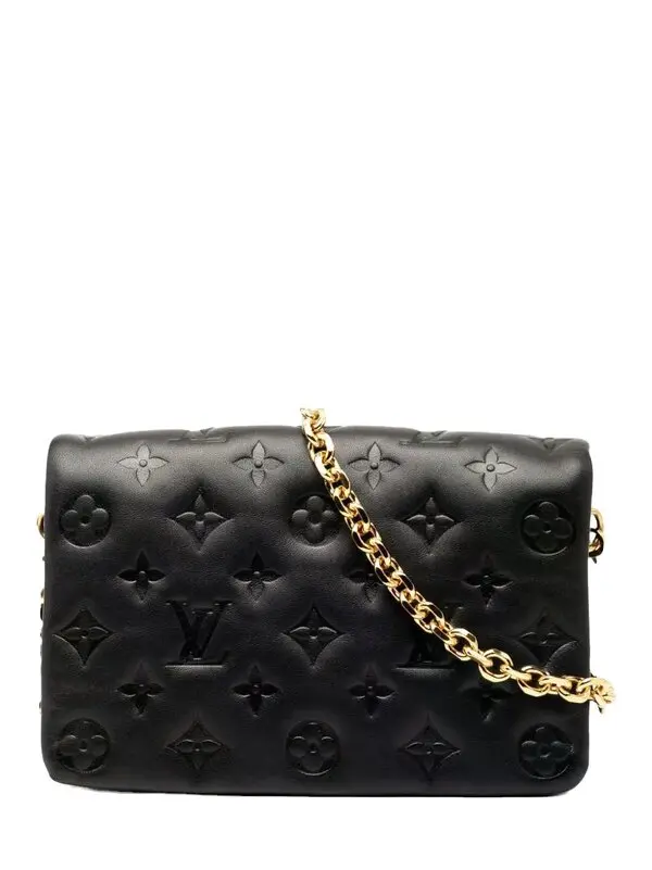 LOUIS VUITTON Monogram Embossed Pochette Coussin Crossbody Bag - Black