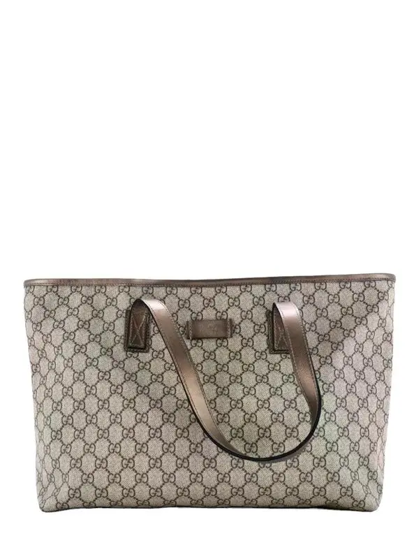 Gucci Gg Coated Canvas And Leather Large Tote Bag - Green