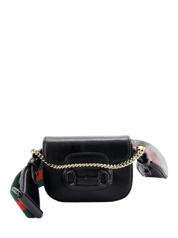 Gucci Horsebit 1955 Flap Wallet With Strap - Black